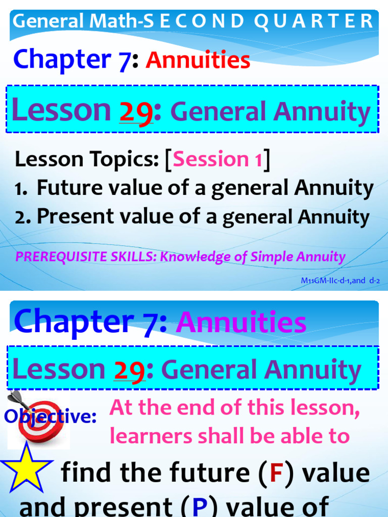 Lesson 29 - General Annuities | PDF | Present Value | Interest