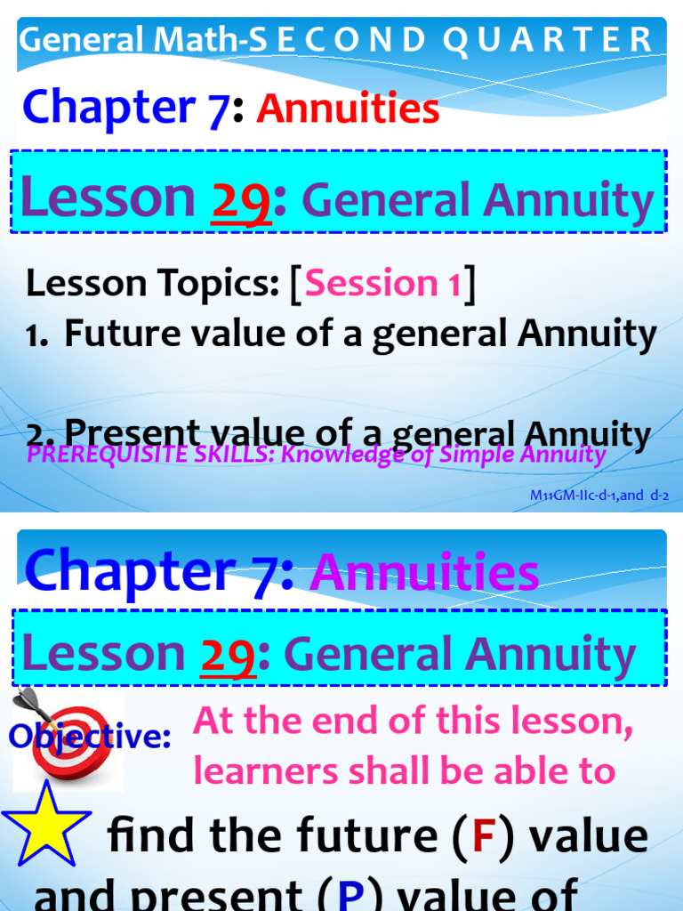 Lesson 29 - General Annuities | PDF | Present Value | Interest
