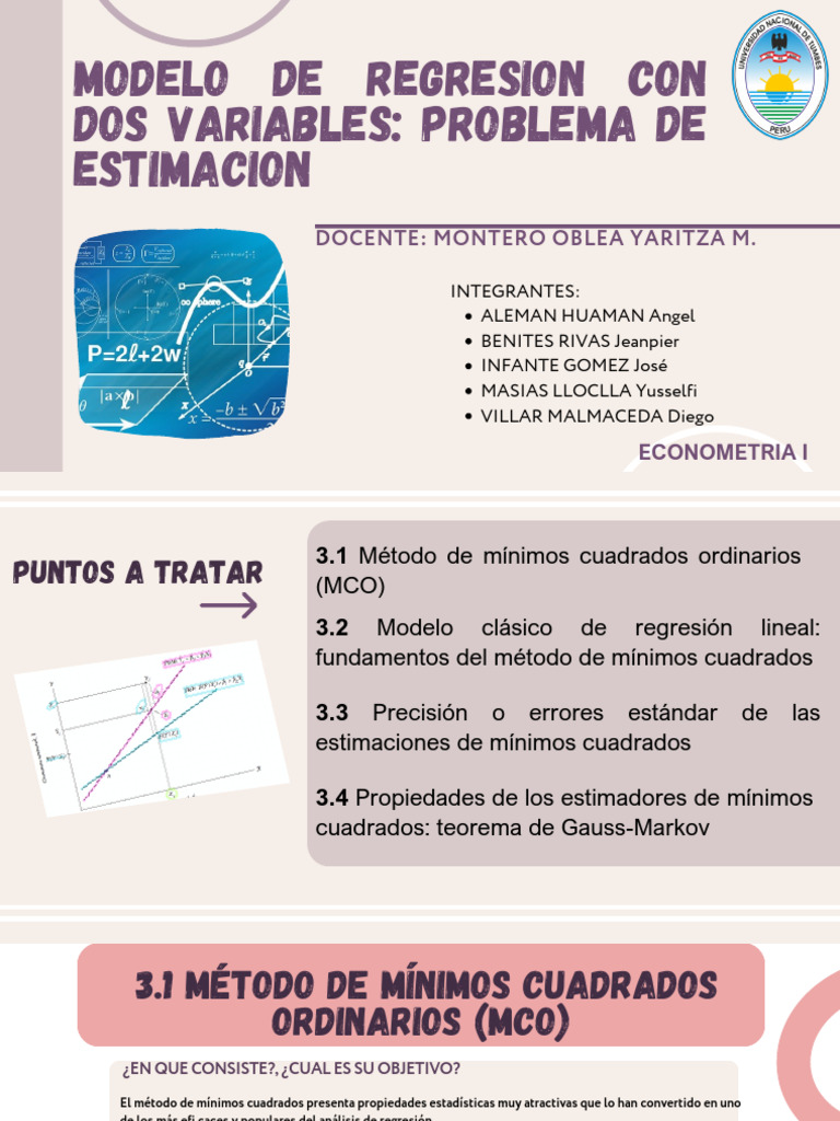 Grupo 03-Econometria | PDF | Mínimos cuadrados ordinarios | Análisis de regresión