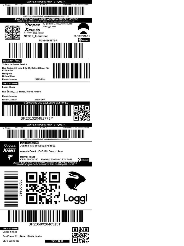 Etiquetas Shopee 16944516101723 | PDF