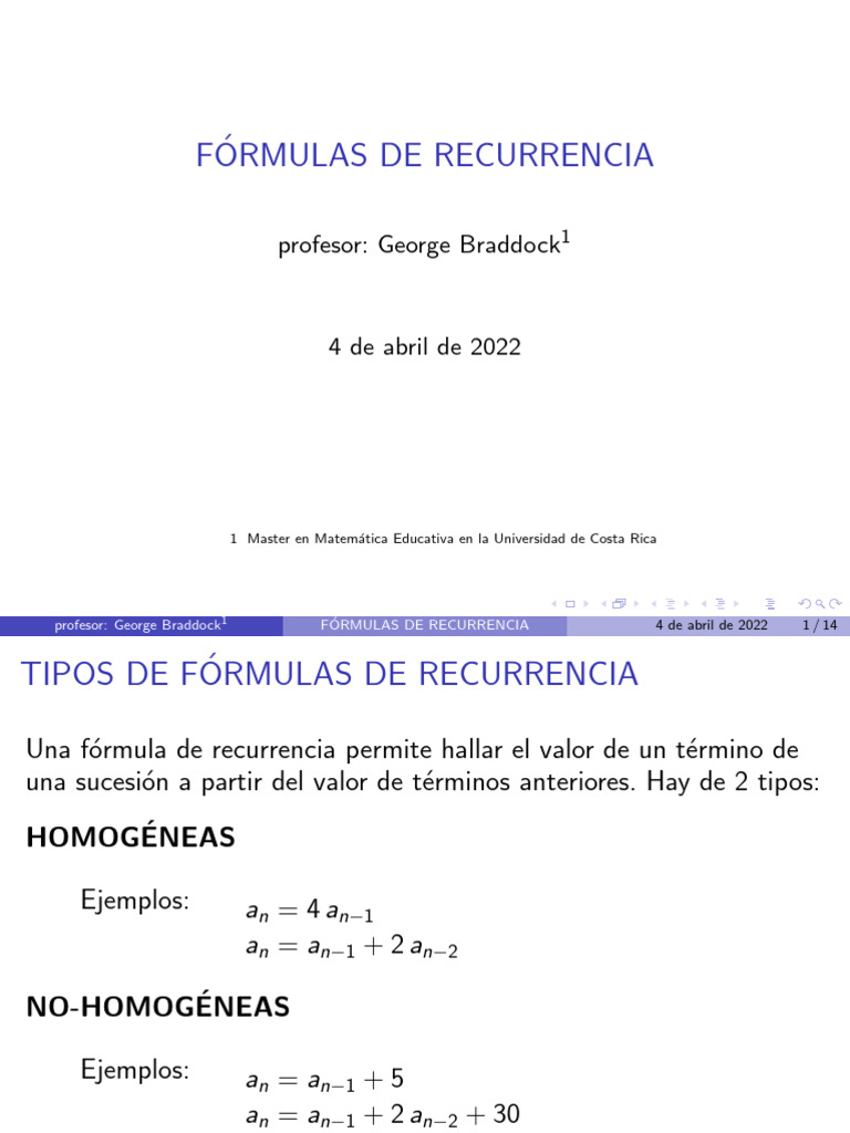 PT Recurrencias | PDF | Ecuaciones | Álgebra