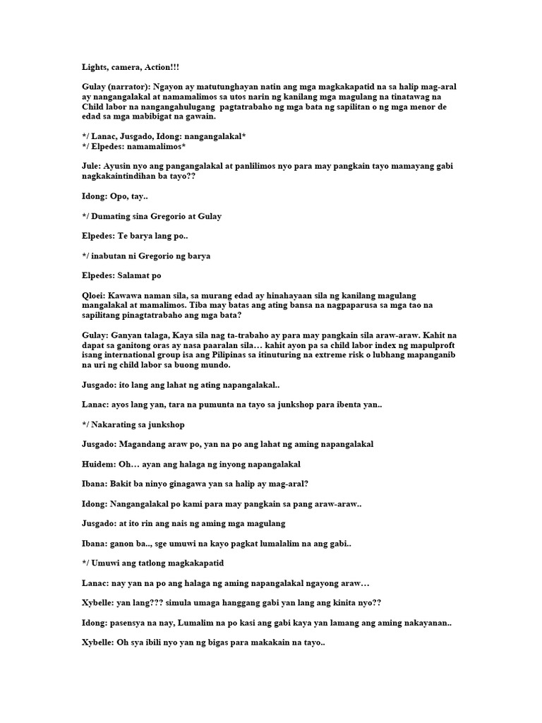 Child Labor Script | PDF