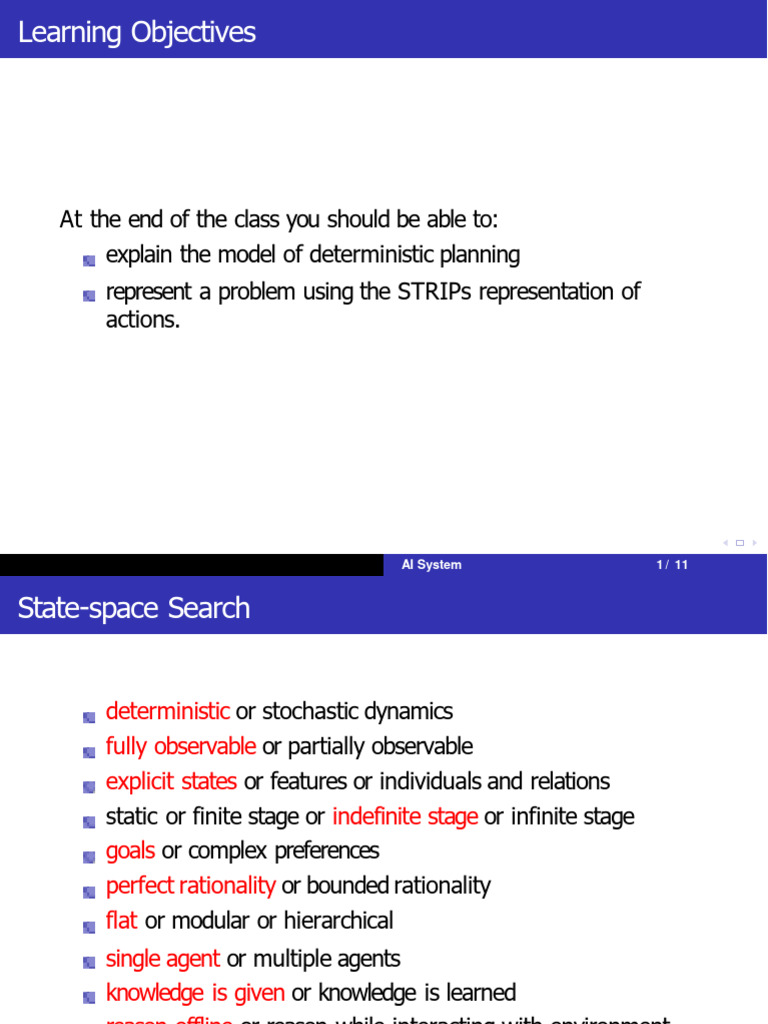 Classical Planning - Final - Notes | PDF | Intelligence | Determinism