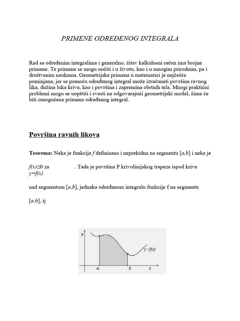 Primene određenog integrala | PDF