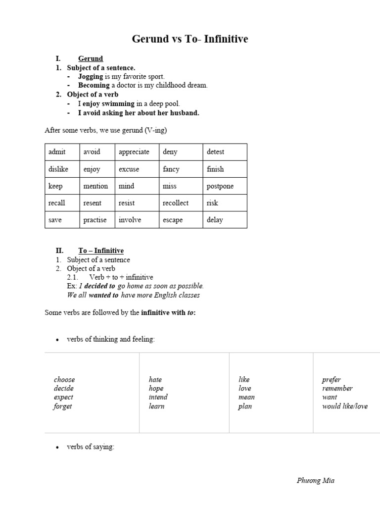 Gerund Vs To | PDF