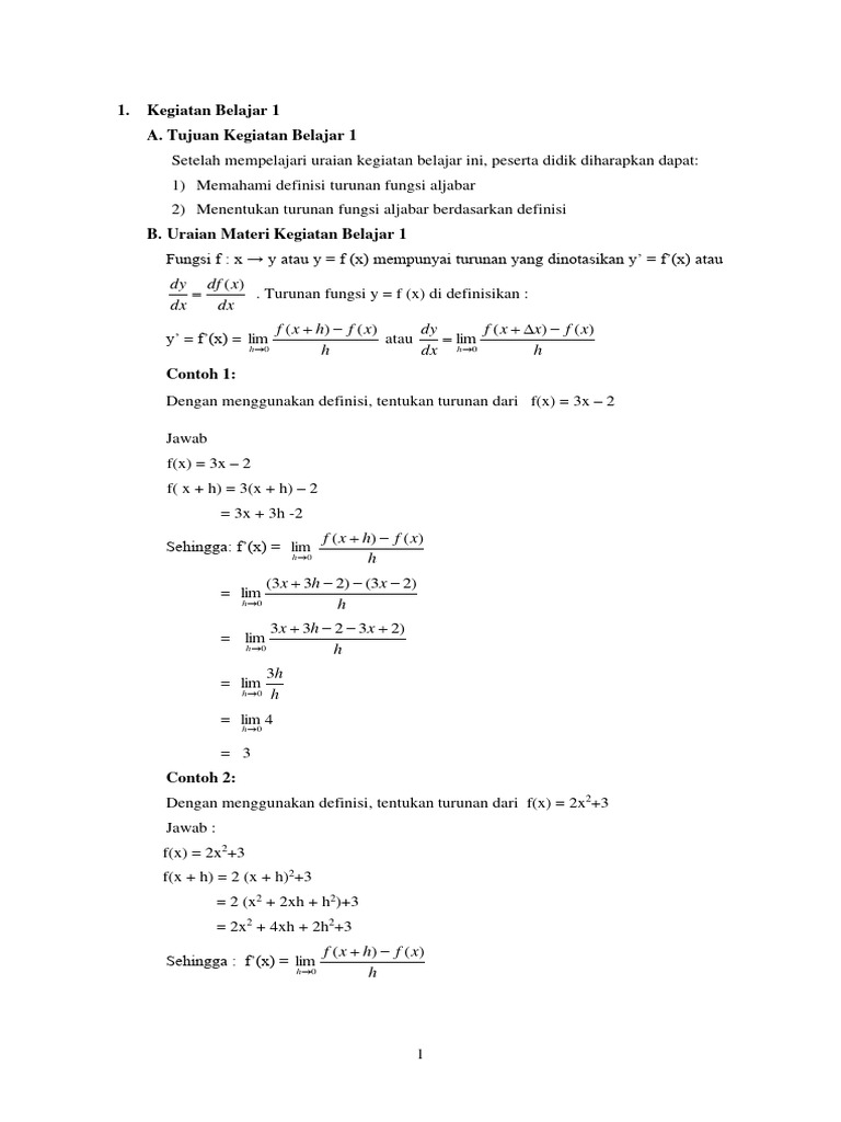 Modul Turunan Fungsi | PDF