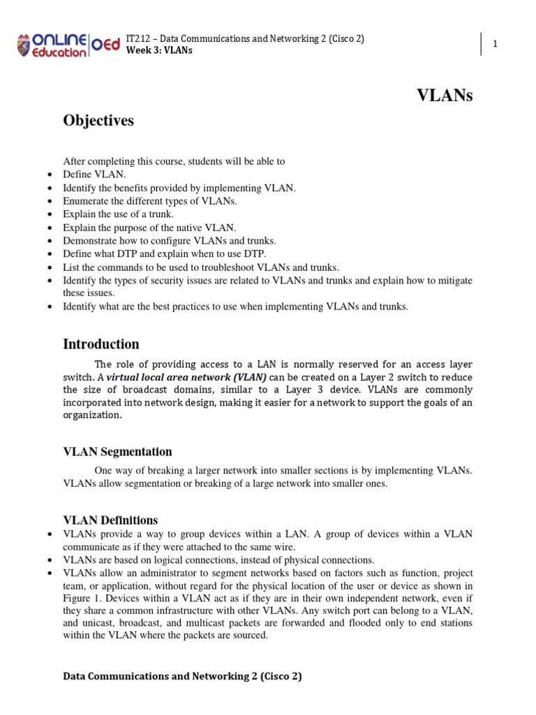 Objectives: Vlans | PDF | Computer Network | Network Switch