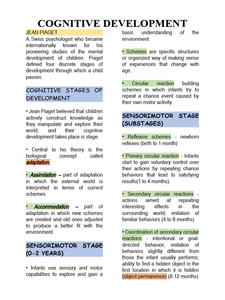 Cognitive Development - ECE - Understanding Child Development | PDF | Cognitive Development ...