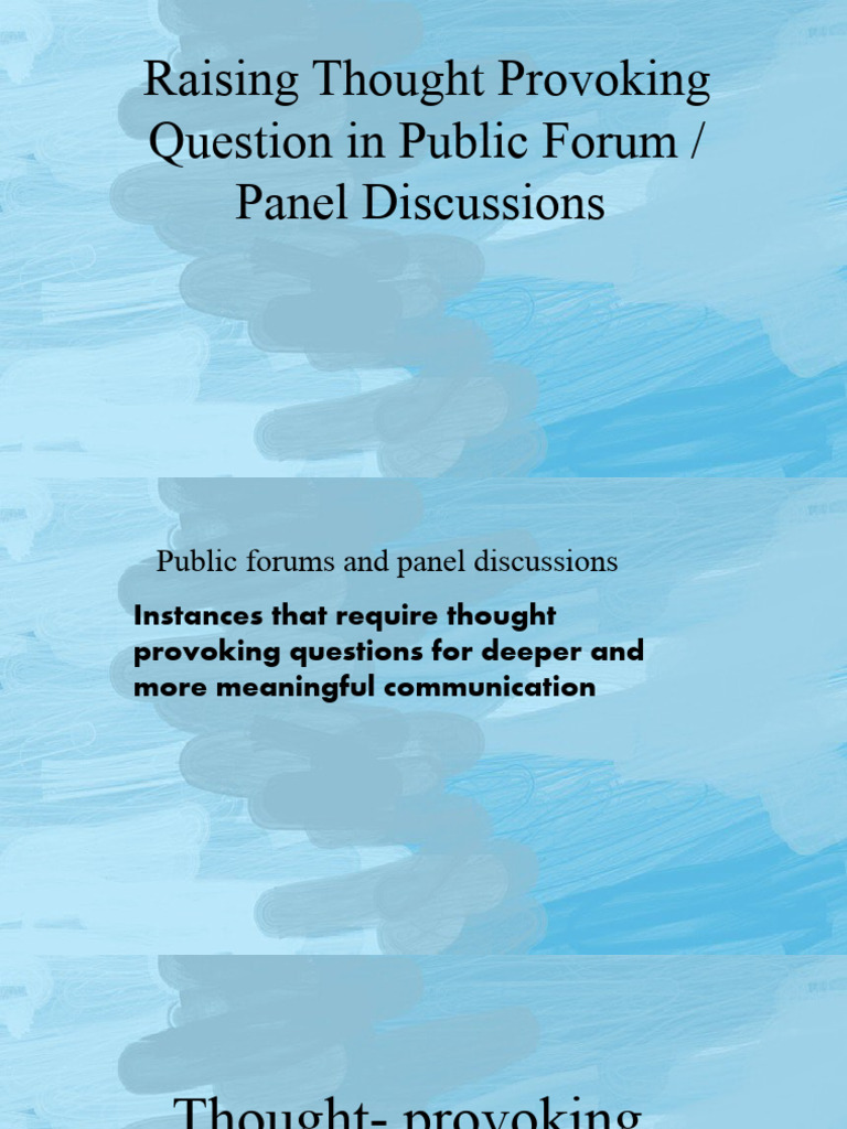 Thought-Provoking Questions for Panels | PDF | Career & Growth | Self ...