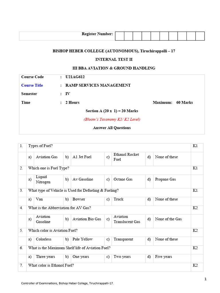 Internal Test - II III Year RSM | PDF