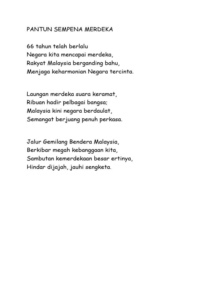 Pantun Sempena Merdeka | PDF