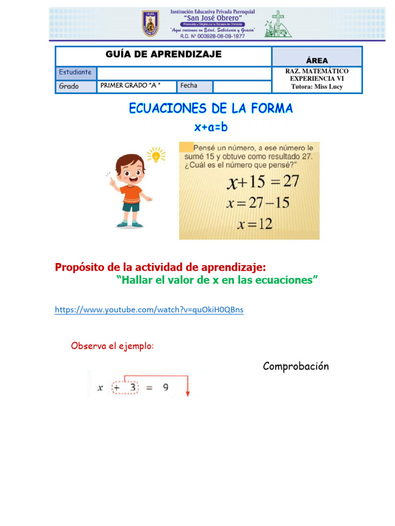 ECUACIONES DE LA FORMA X + A B | PDF