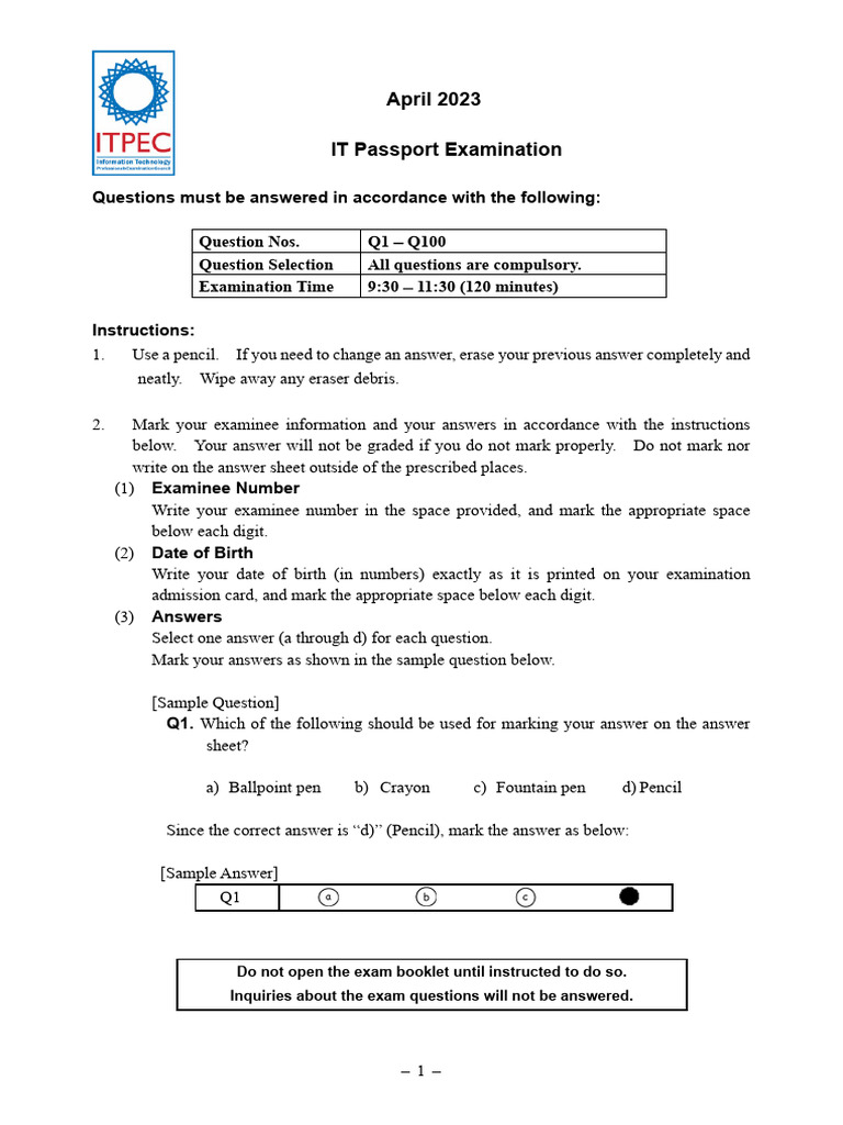 2023S - IP - Old - Questions (ITPEC Test) | PDF | Operating System ...