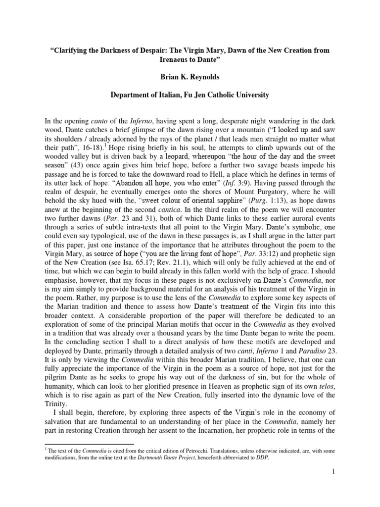 Clarifying The Darkness of Despair Reynolds | PDF | Mary, Mother Of ...
