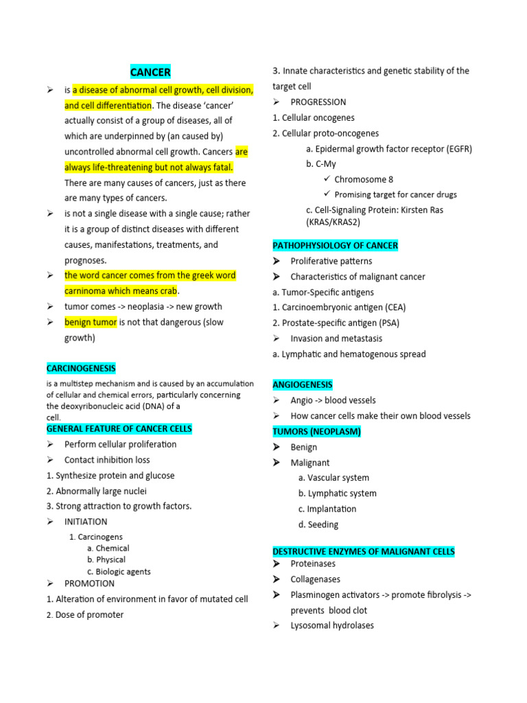 Cancer Notes | Download Free PDF | Cancer | Metastasis