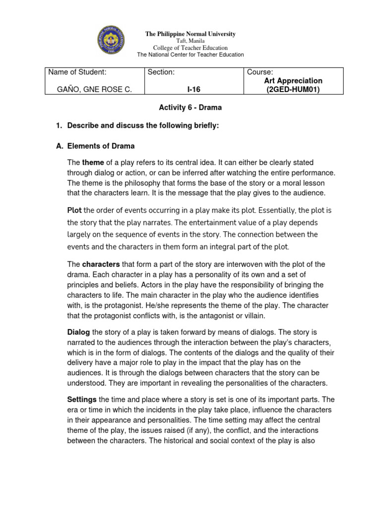 Gano Activity-6 Drama | PDF | Performing Arts