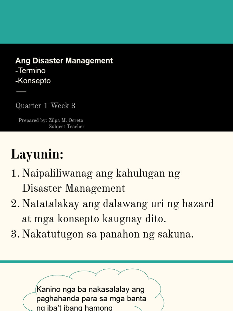 AP 10 Quarter I Aralin 2 - Disaster Management | PDF
