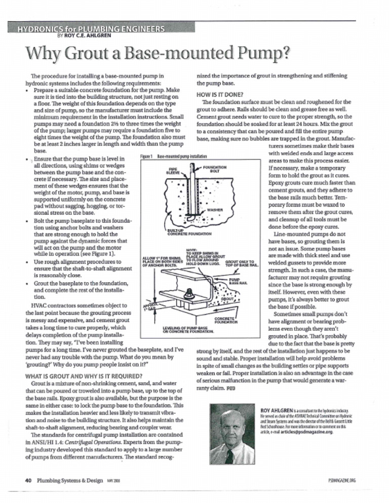 Why Grout A Base Mounted Pump Article | PDF