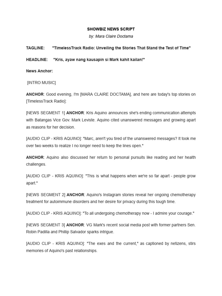 Showbiz Script | PDF