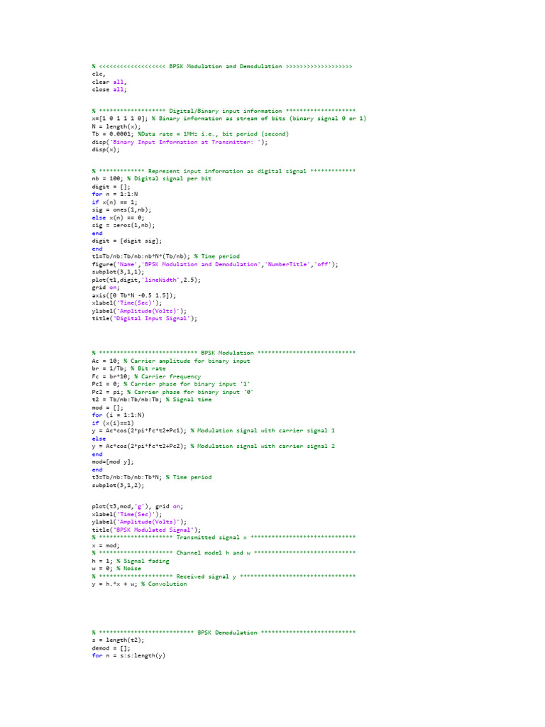 Bpsk Modulation And Demodula Pdf Modulation Broadcast Engineering