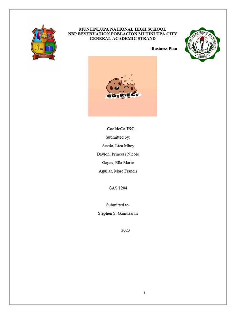 Cookie Business Plan | PDF | Baking | Chocolate