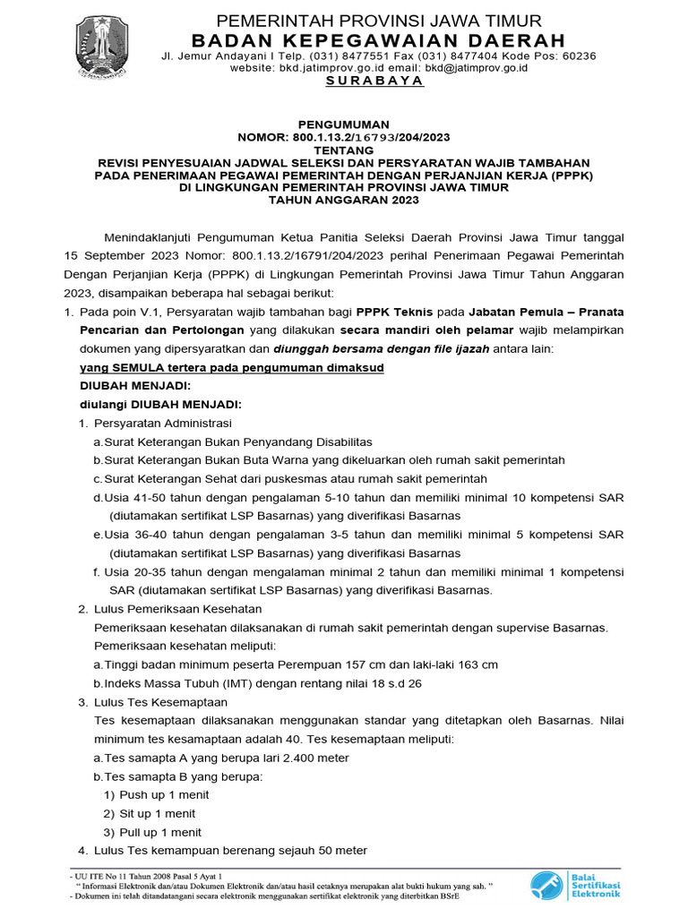 Revisi Pengumuman PPPK Tahun 2023 - Revisi Jadwal & Persyaratan Wajib ...