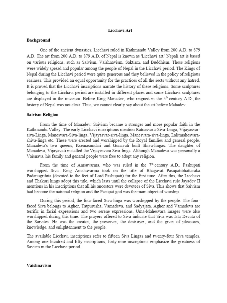 Lichchhavi Sculpture | PDF | Shiva | Vishnu