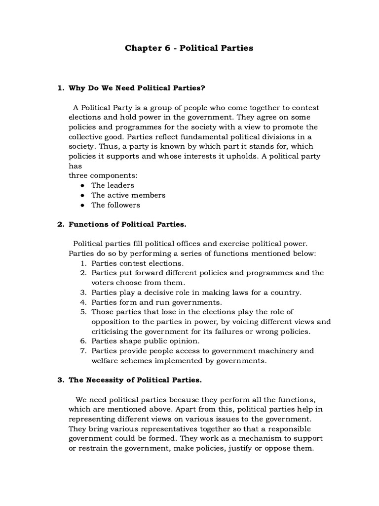 Political Parties (KVS Materials) | PDF