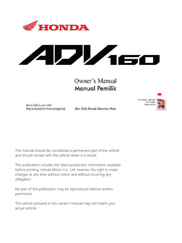 ADV160 Owners Manual English Data Compressed | PDF | Anti Lock Braking ...