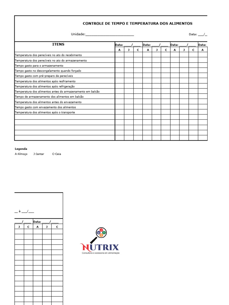 03 Planilha Controle de Temperatura Dos Alimentos | PDF