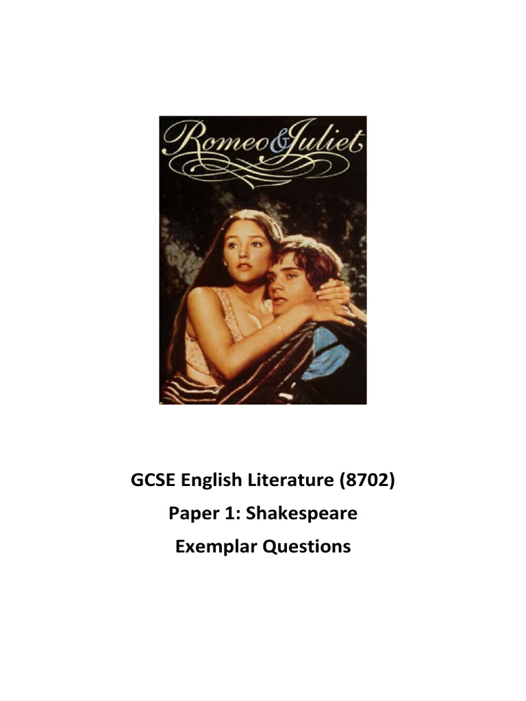 Romeo and Juliet Extract Questions Booklet | PDF | Characters In Romeo ...