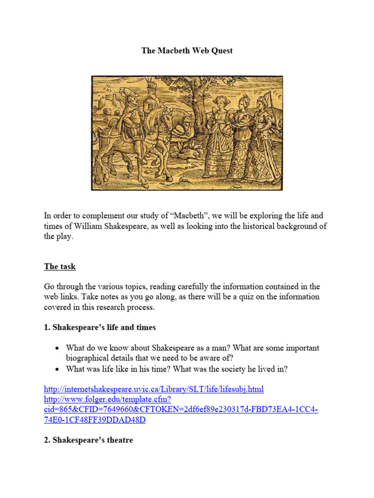 Macbeth Webquest | PDF | Macbeth | Witchcraft