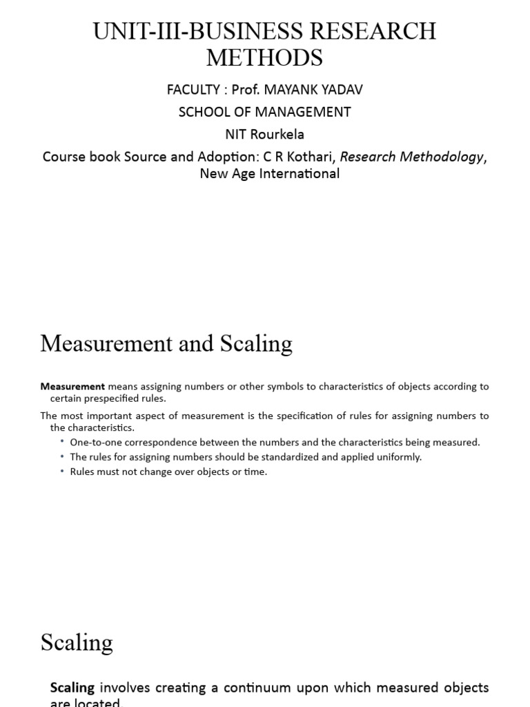 Business Research Methods Unit III | PDF | Validity (Statistics ...