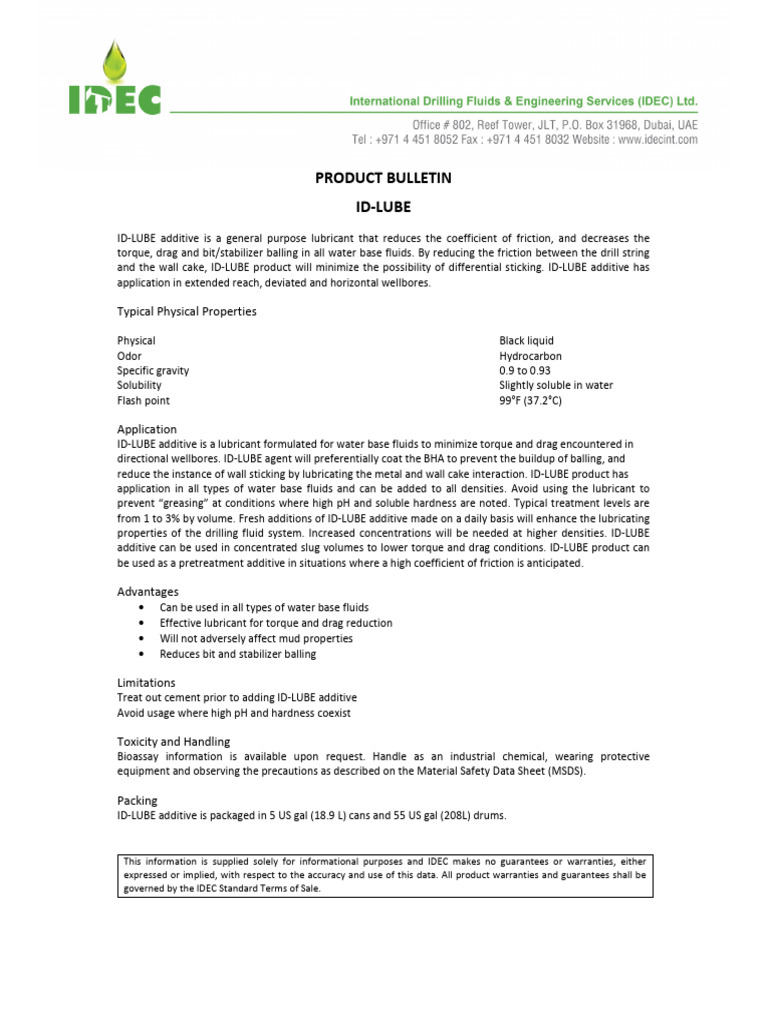Id Lube | PDF | Lubricant | Water