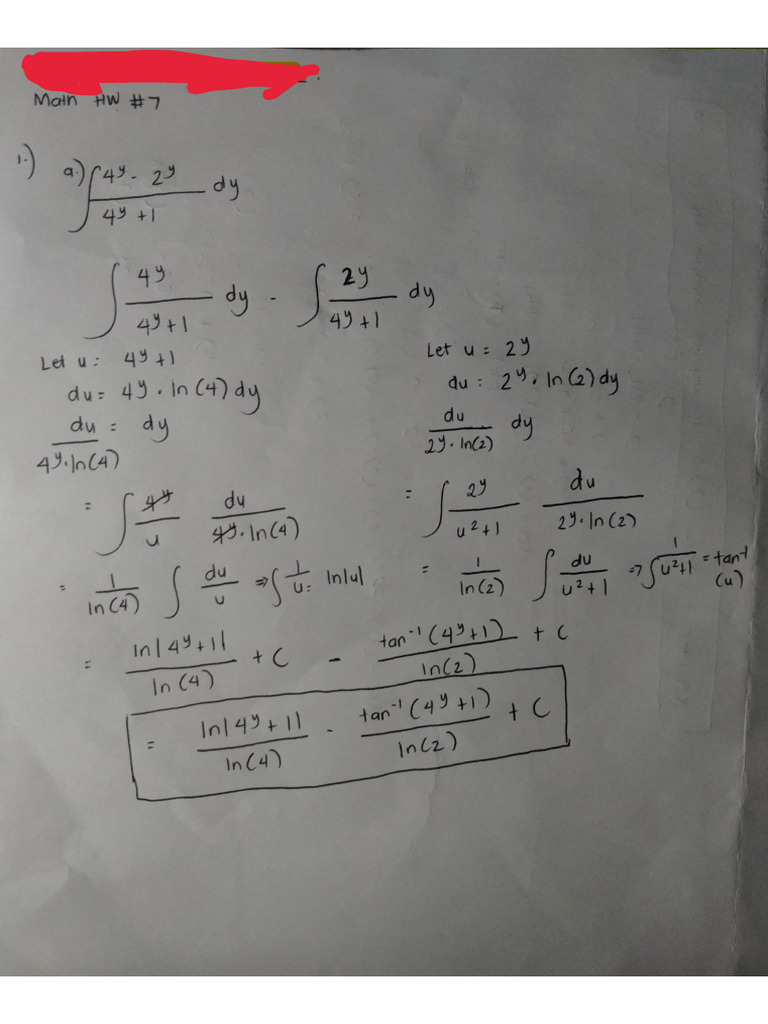 Calculus Integration Homework | PDF