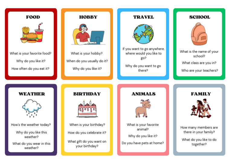 Colorful Conversation Cards | PDF