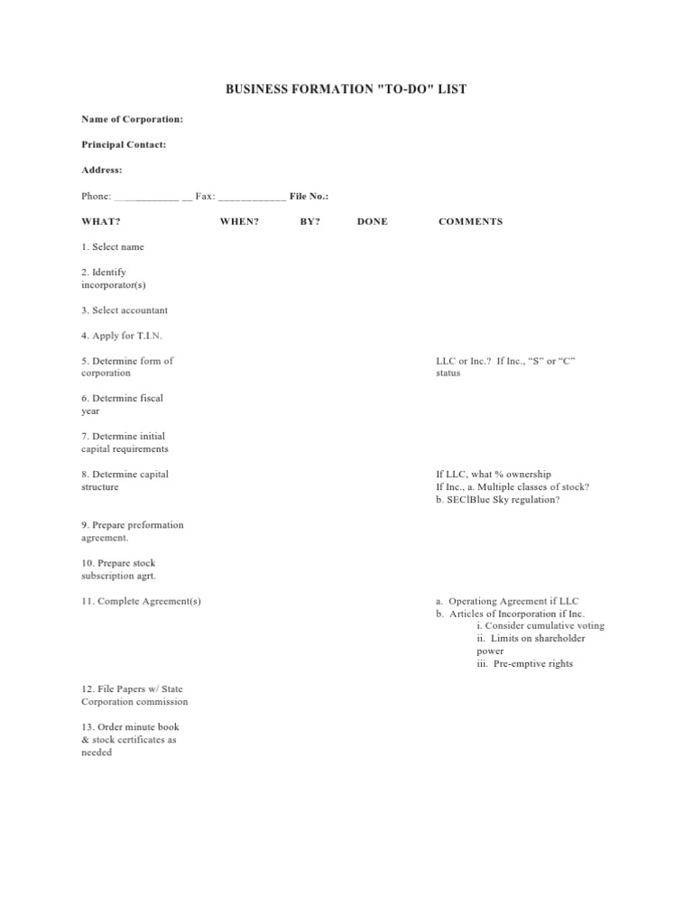 Essential Business Formation Checklist | PDF