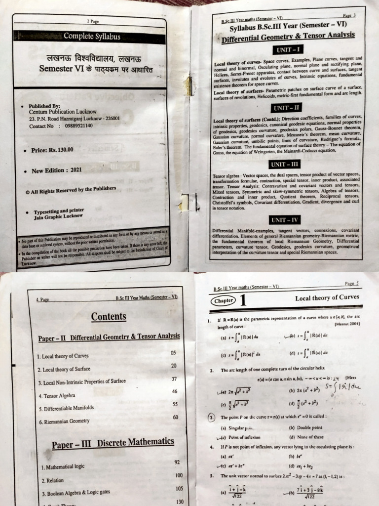 Differential Geometry and Tensor Analysis Centum | PDF
