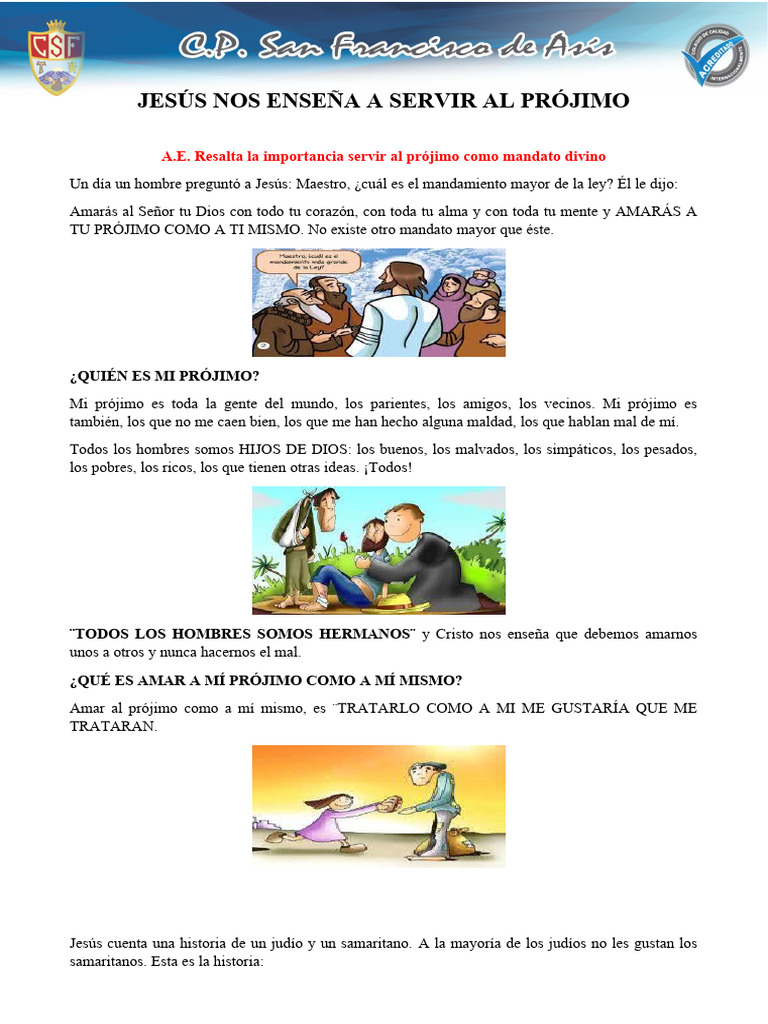 Jesus Nos Ensena A Servir Al Projimo Pdf Jesús Amor