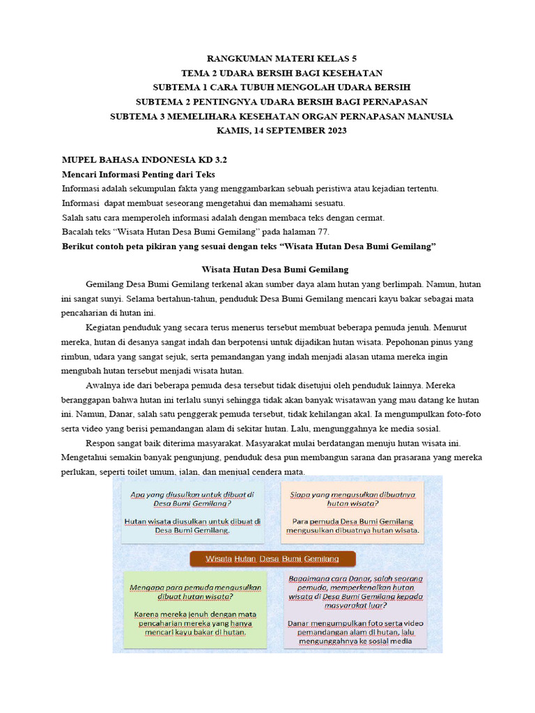 5 Rangkuman Materi Tema 2 ST 1, 2, 3 | PDF