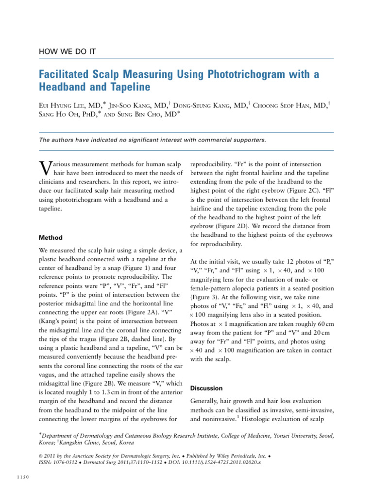 Facilitated Scalp Measuring Using Phototrichogram With A Headband and Tapeline | PDF ...