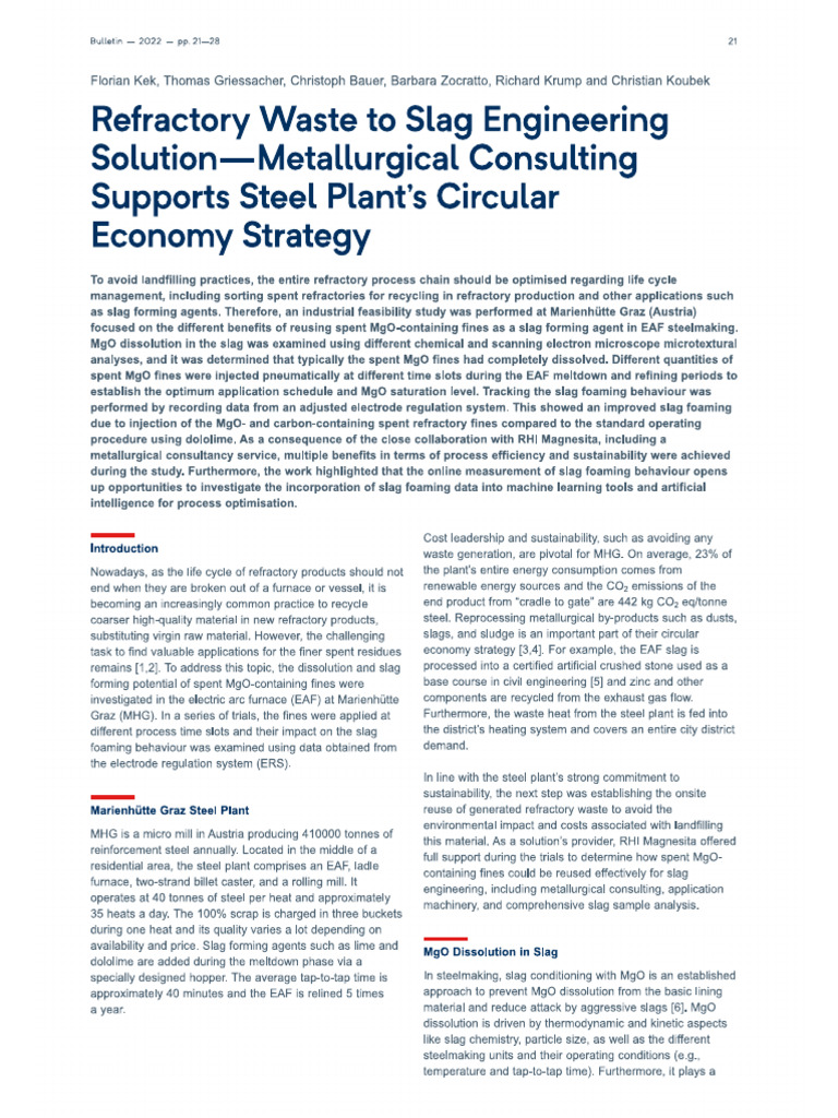 EAF Slag Engineering Service Solution | PDF