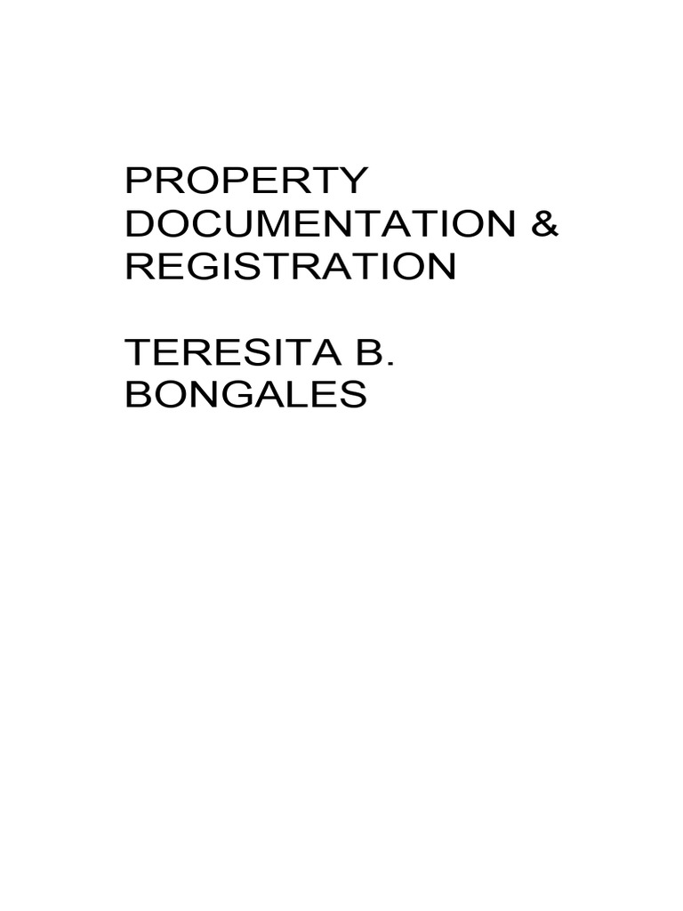 PROPERTY DOCUMENTATION AND REGISTRATION Final | PDF | Deed | Title ...