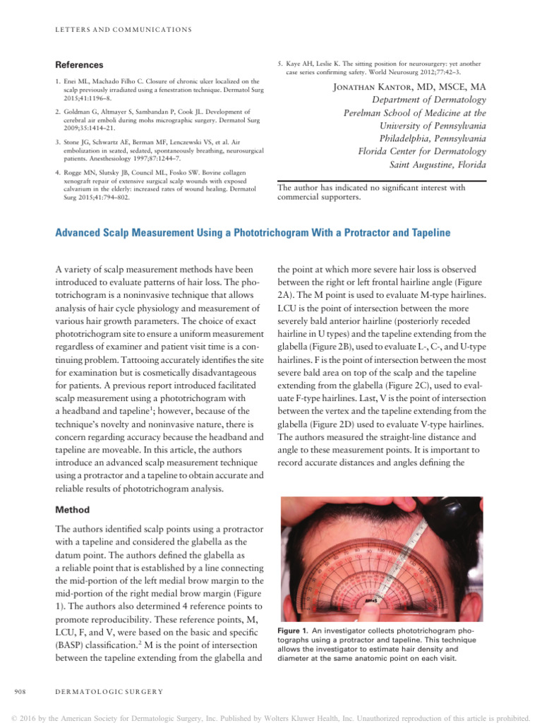 Advanced Scalp Measurement Using A Phototrichogram With A Protractor and Tapeline | PDF | Labia ...