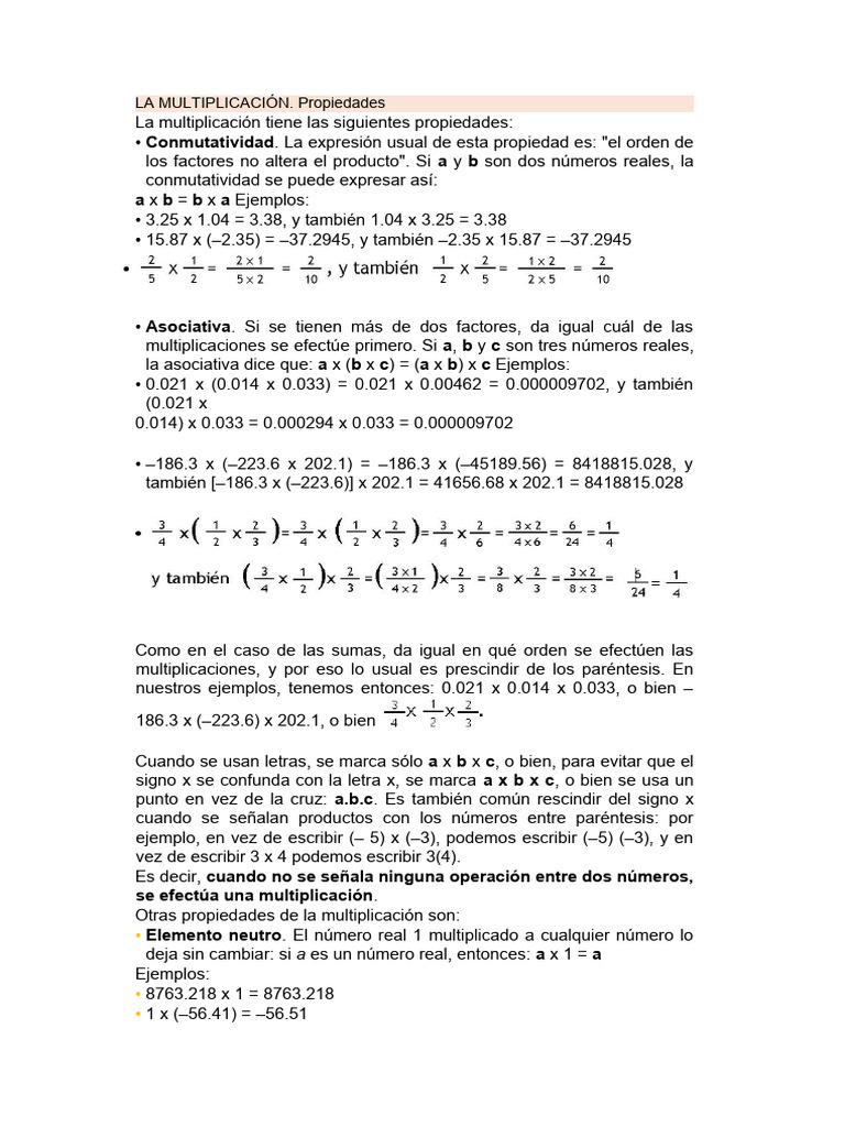 La Multiplicación y La División | PDF | Multiplicación | División ...