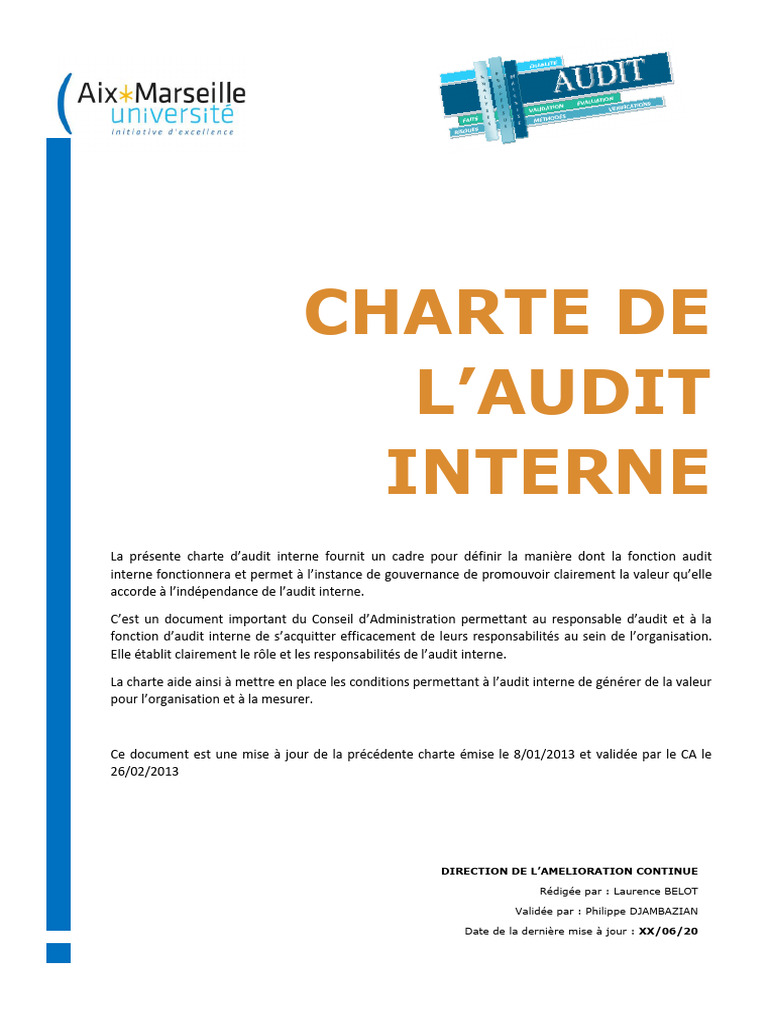 DAC - Charte de L'audit Interne | PDF | Audit | Contrôle interne