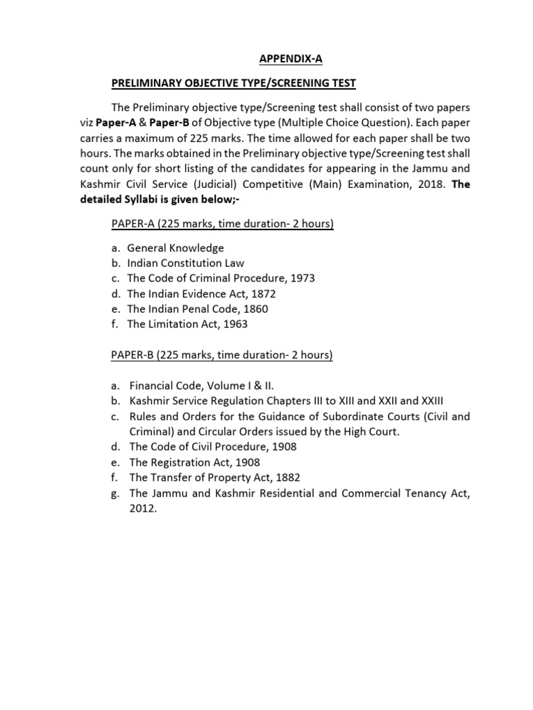 Syllabus of Civil Judge (Junior Division) in Subordinate Judiciary. 27 ...