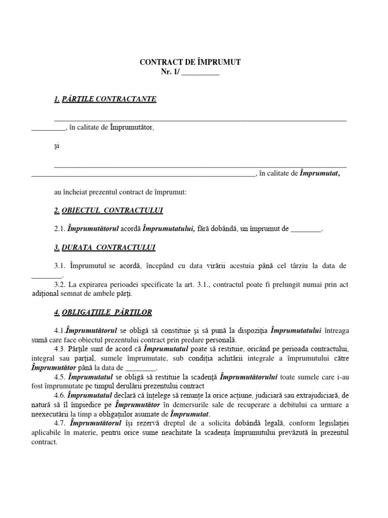 Model Contract de Imprumut | PDF