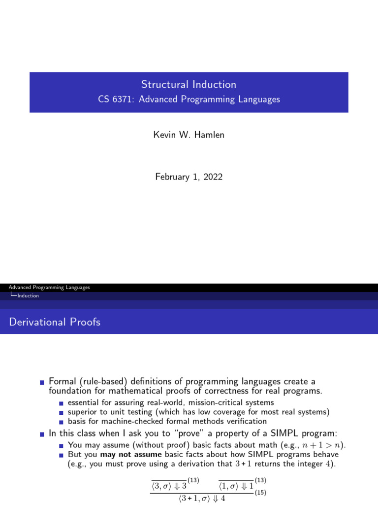 Structural Induction | PDF | Mathematical Proof | Syntax (Logic) Structural Induction | PDF | Mathematical Proof | Syntax (Logic)