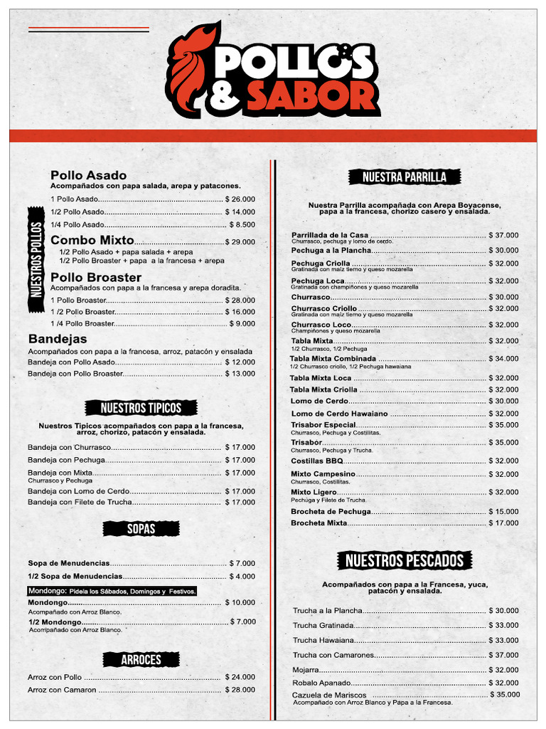 Carta Pollo & Sabor | PDF Carta Pollo & Sabor | PDF